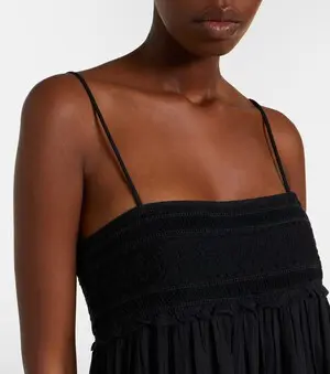 Posse Danielle Lace-trimmed Cotton Midi Dress - Black