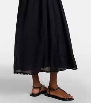 Posse Danielle Lace-trimmed Cotton Midi Dress - Black