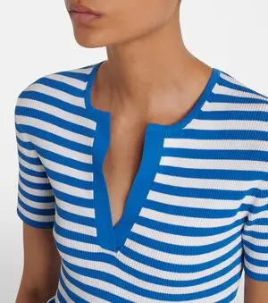 Max Mara Striped V-neck Knit Top With Detachable Scarf