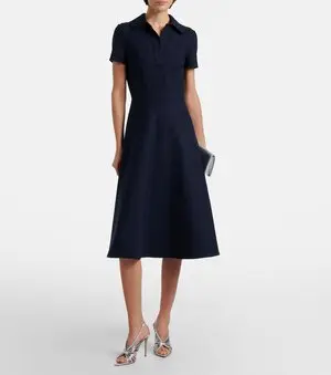 Oscar De La Renta Belted Wool-blend Midi Dress