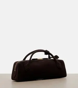 Alaïa Le Teckel Small Suede Clutch - Brown
