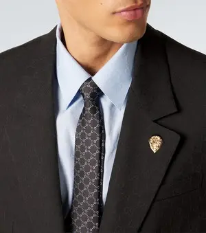 Gucci Horsebit Silk Jacquard Neck Tie - Black