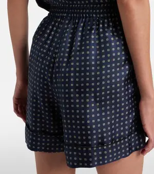 Saint Laurent Printed Silk Shorts - Blue