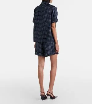 Saint Laurent Printed Silk Shorts - Blue