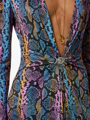 Versace Python-print Midi Dress