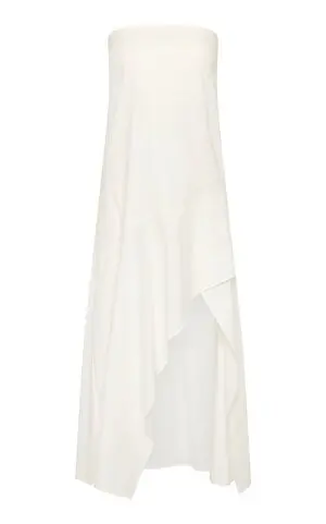 ST. AGNI St. Agni Strapless Midi Dress With Asymmetric Hem