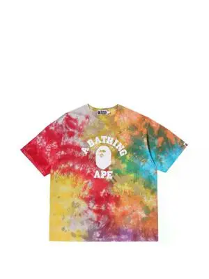 A BATHING APE Tie-dye Logo-print T-shirt - Red