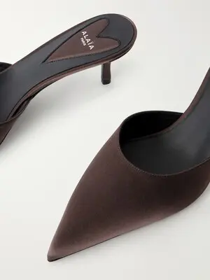 Alaïa Le Coeur 55 Satin Mules - Brown