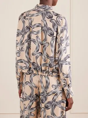 Loewe Anagram-printed Silk Shirt - Neutrals