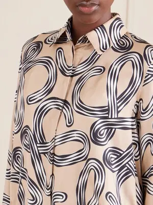Loewe Anagram-printed Silk Shirt - Neutrals