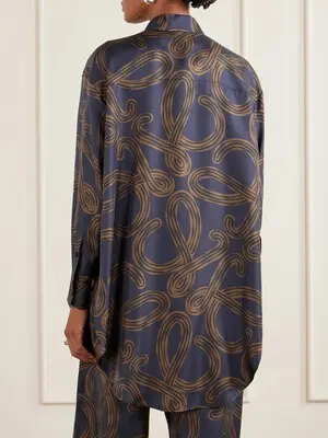 Loewe Anagram-printed Silk-twill Shirt - Blue