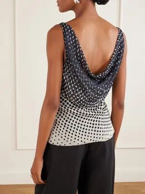 Christopher John Rogers Halftone Wiggle Dot Printed Crinkled-chiffon Top