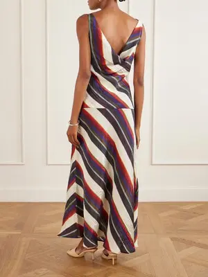 Christopher John Rogers Morris Striped Crinkled-satin Top