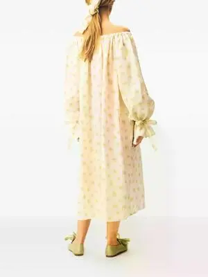 Sleeper Cha-cha Ruffled Midi Dress In All-over Daisy Print
