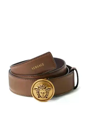Versace Medusa Buckle Leather Belt - Brown