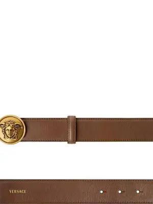 Versace Medusa Buckle Leather Belt - Brown