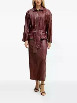 HAVEONE Belted Zip-up Jacket - Red