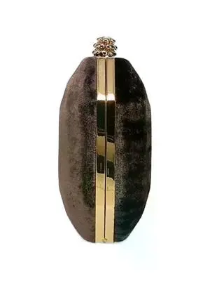 Tyler Ellis Small Perry Velvet Clutch Bag - Brown