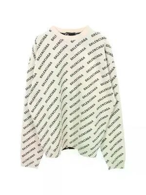 Balenciaga All-over Logo Knit Sweater - Neutrals