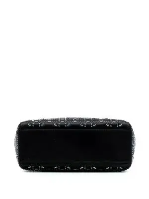Dior 2017 Mini Satin Cannage Strass Crystal Embellished Lady Satchel - Black