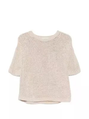 Marc O'polo Open-knit Short-sleeve Sweater - Neutrals