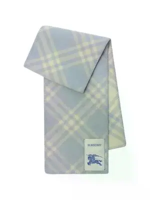 Burberry Check Brushed Wool Scarf - Blue