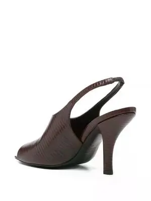 TOTEME Lizard-embossed Slingback High Heel Sandals - Brown