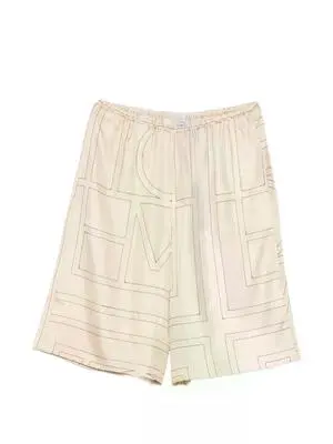 TOTEME Monogram Embroidered Silk Culottes - Neutrals