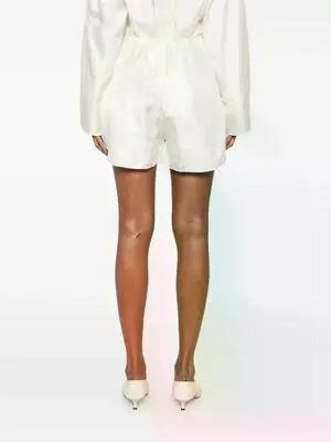TOTEME Monogram-embroidered Silk Shorts - Neutrals