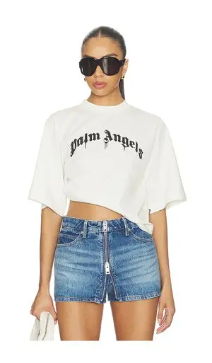 Palm Angels Curved Logo Boxy Tee - White