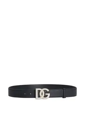 Dolce & Gabbana Calfskin Logo Belt - Blue