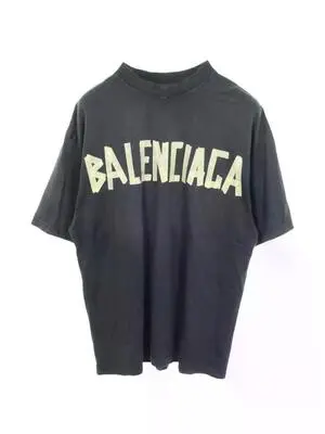 Balenciaga Distressed Logo Print T-shirt - Black