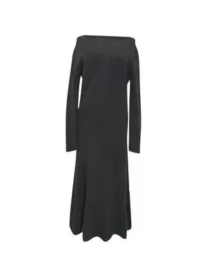 Victoria Beckham Square Neck Long Sleeve Dress - Black