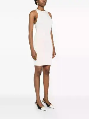 Saint Laurent Sleeveless Criss-cross Bodycon Mini Dress In Ivory