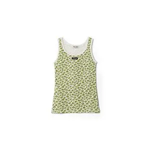 Miu Miu Floral Print Cotton Tank Top - Ivory/fern
