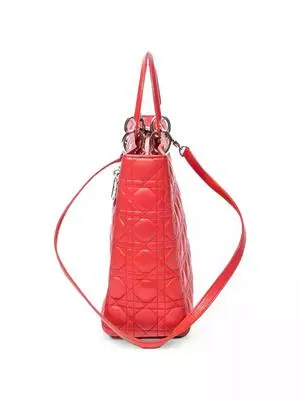 Dior Lady Cannage Tote Bag - Red