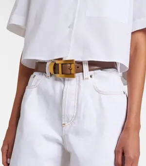 Versace Leather Belt With Gold Hardware