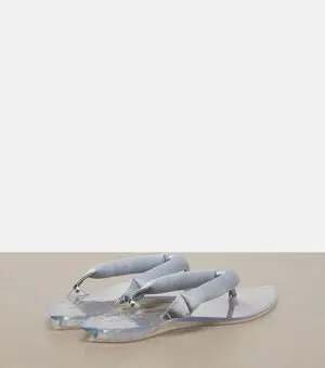 Alaïa Invisible Satin Thong Sandals - Silver
