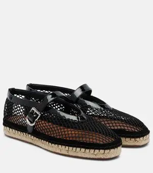 Alaïa Alaia Fishnet Espadrilles With Leather Trim Black