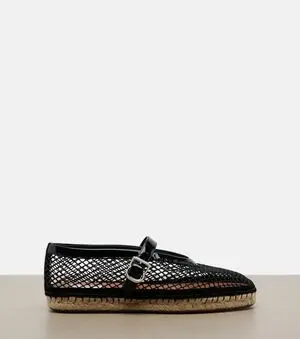 Alaïa Fishnet Espadrilles With Leather Trim