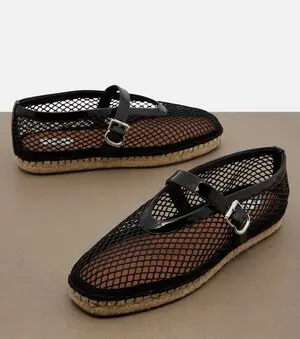 Alaïa Fishnet Espadrilles With Leather Trim