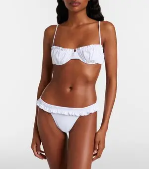 Faithfull The Brand Esterel Ruched Bikini Top - White
