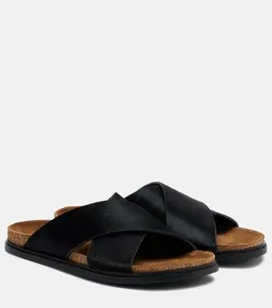 THE ROW Cross Calf Hair Sandals - Black