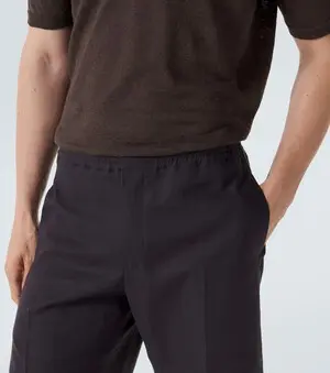 Zegna Linen Bermuda Shorts In Navy