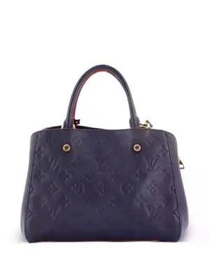 LOUIS VUITTON Montaigne Handbag Monogram Empreinte Leather Bb Satchel - Blue