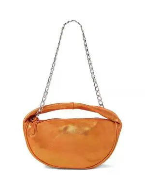 By Far Metallic Leather Shoulder Bag Orange