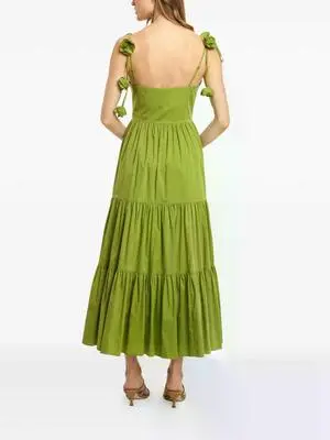 Cinq À Sept Floral Appliqué Tiered Dress - Green