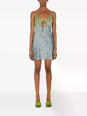 MAISIE WILEN Printed Cutout Mini Dress - Blue