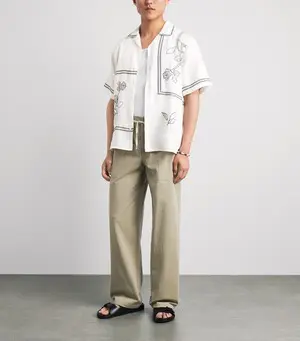 WAX LONDON Linen Embroidered Didcot Shirt