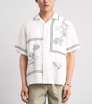 WAX LONDON Linen Embroidered Didcot Shirt